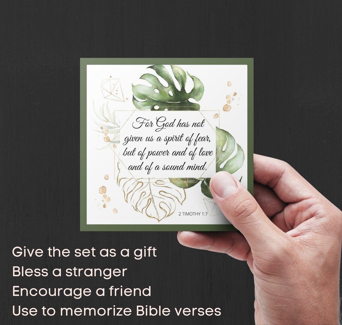 Scripture Memory Cards Set With Wooden Display Stand, Faith Postcards ...