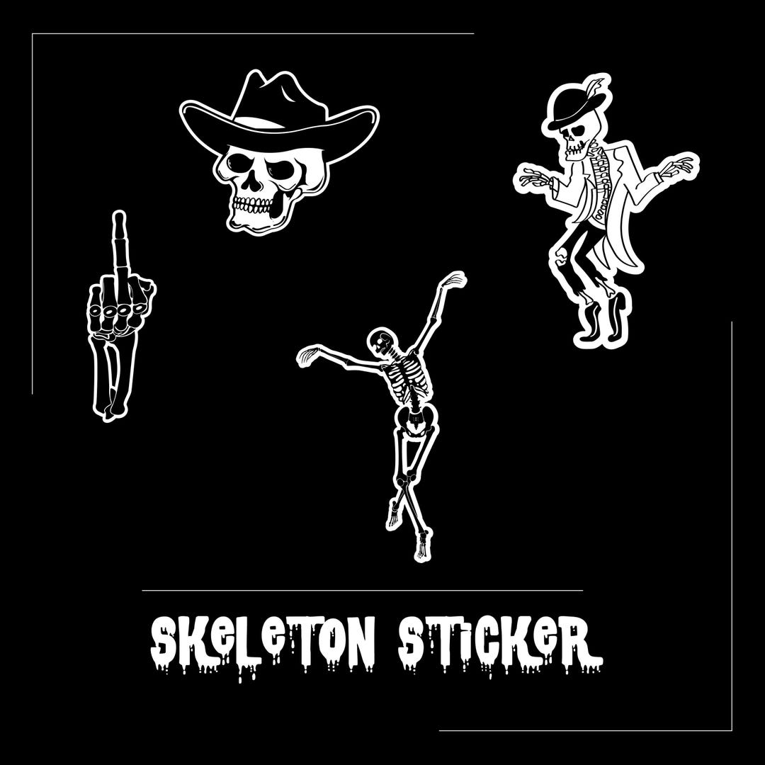 Spooky Skeleton Sticker Pack: Goth Vinyl Decals for Laptop, Water ...