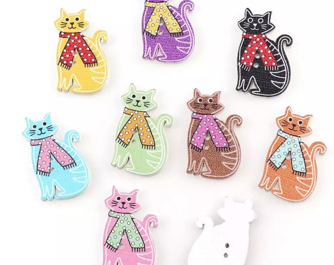 6 X Craft Buttons FELIX Cat Face Black White Kitten Pet Animal - Etsy