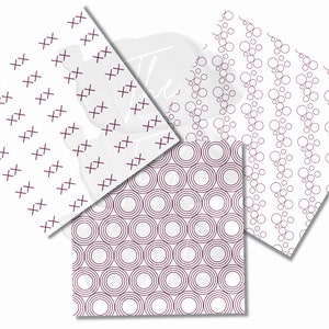 12 Geometric Digital Papers, Eggplant Modern Patterns Digital Paper ...