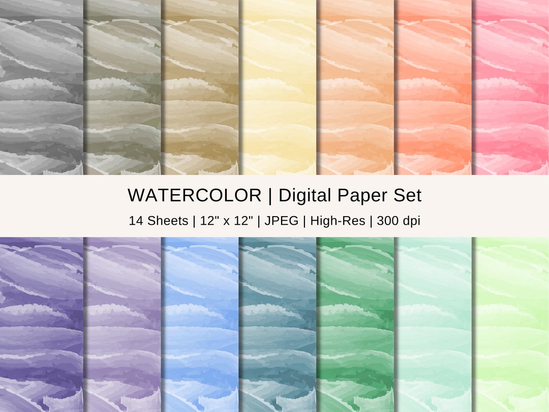 14 Watercolor Digital Paper Pack, Colorful, Abstract, Rainbow ...
