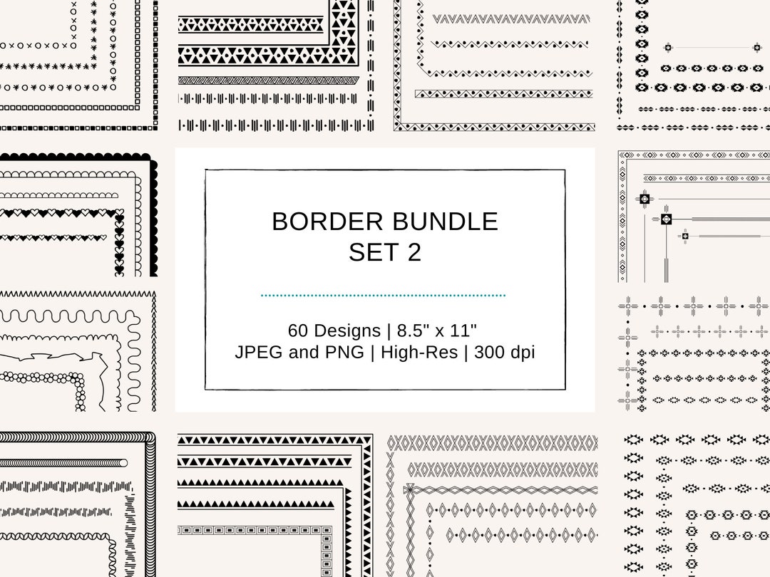 Bundle Borders Clip Art Set 2, Clipart Doodle Borders 2, Southwestern ...