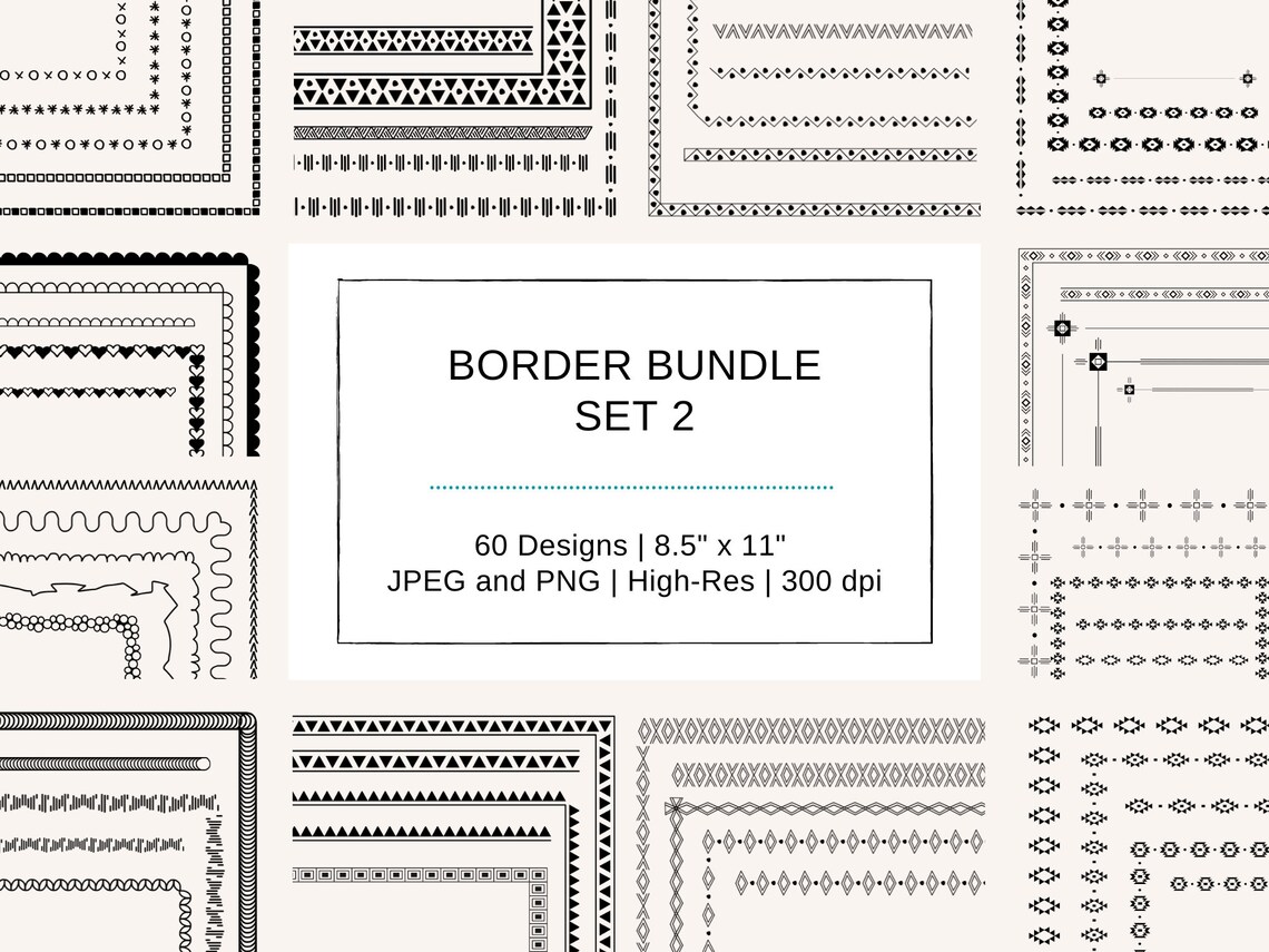 Bundle Borders Clip Art Set 2, Clipart Doodle Borders 2, Southwestern ...