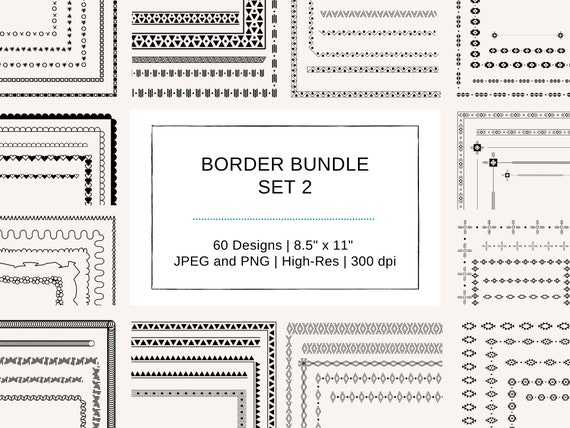 Bundle Borders Clip Art Set 2 Clipart Doodle Borders 2 | Etsy