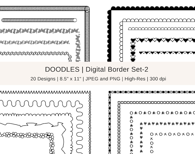 Doodle Borders Clipart: "borders CLIP Art" Hart Borders Hand Drawn ...