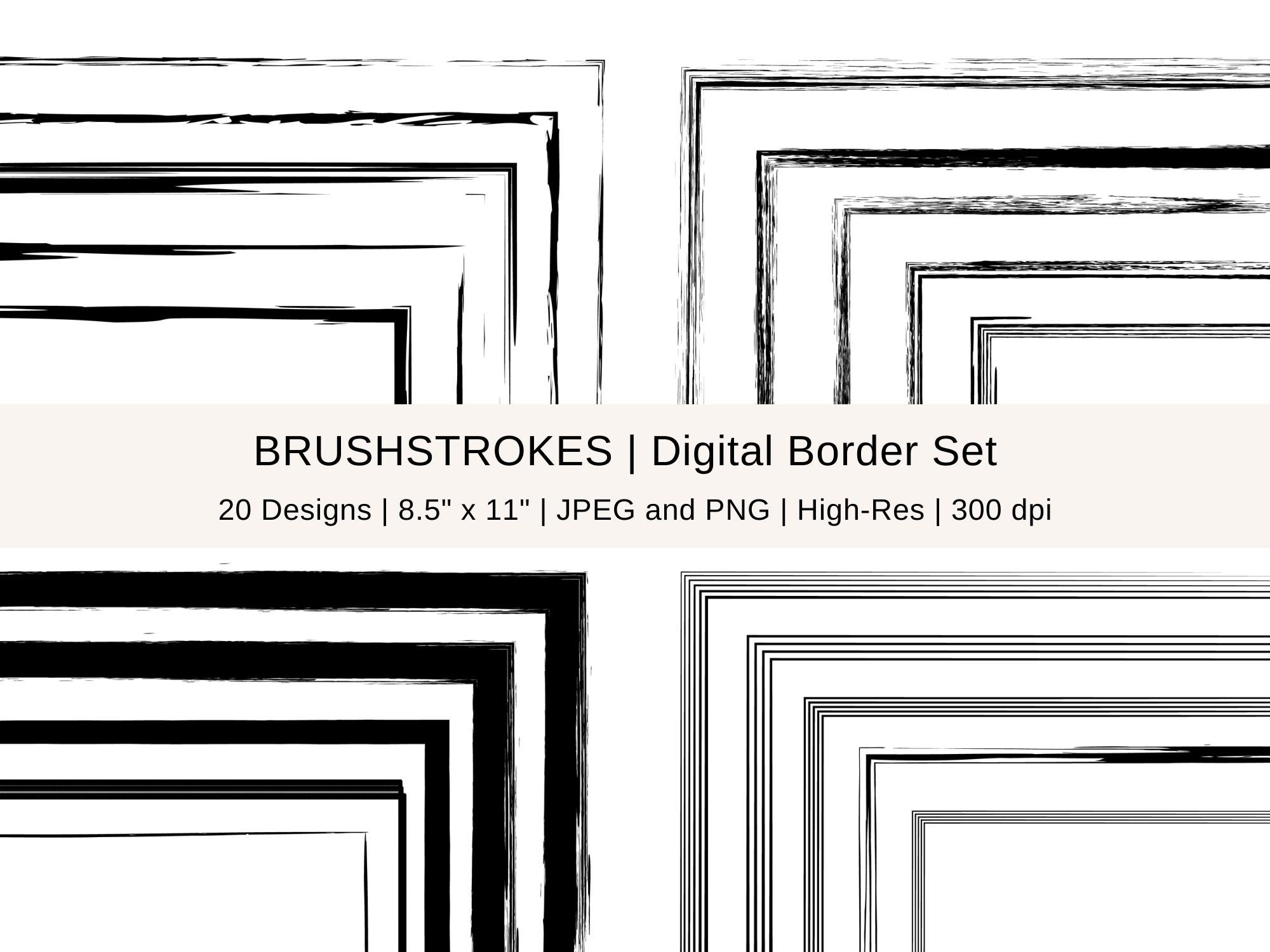 Digital Borders, Digital Frames Clipart, 8.5 X 11, Brushstroke Border ...