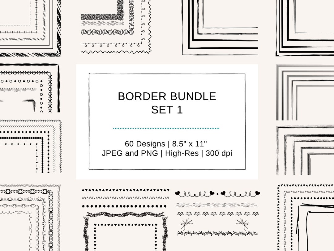 Bundle Borders Clip Art Set 1, Clipart Doodle Borders, Border Frames ...
