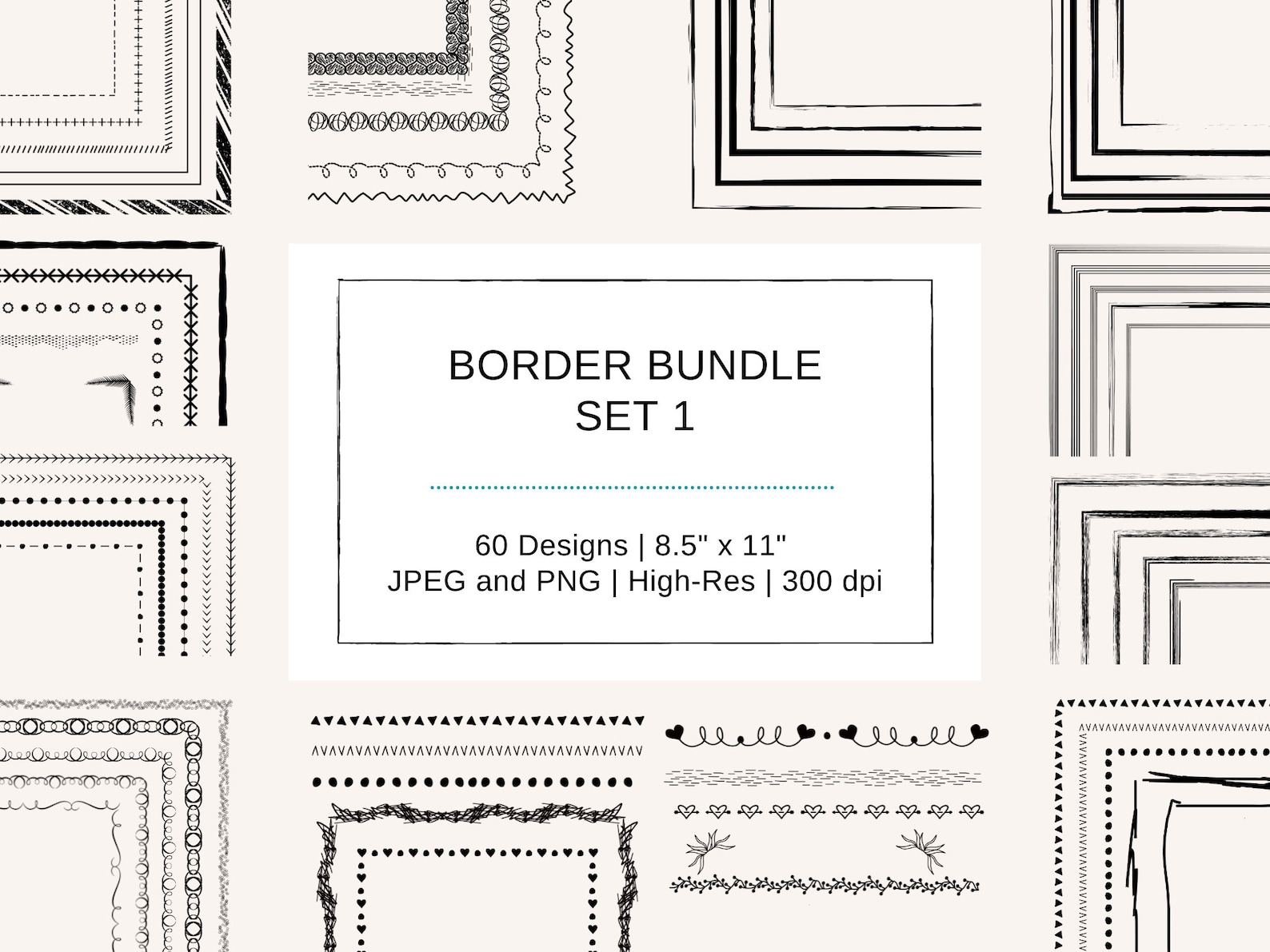 Bundle Borders Clip Art Set 1, Clipart Doodle Borders, Border Frames ...