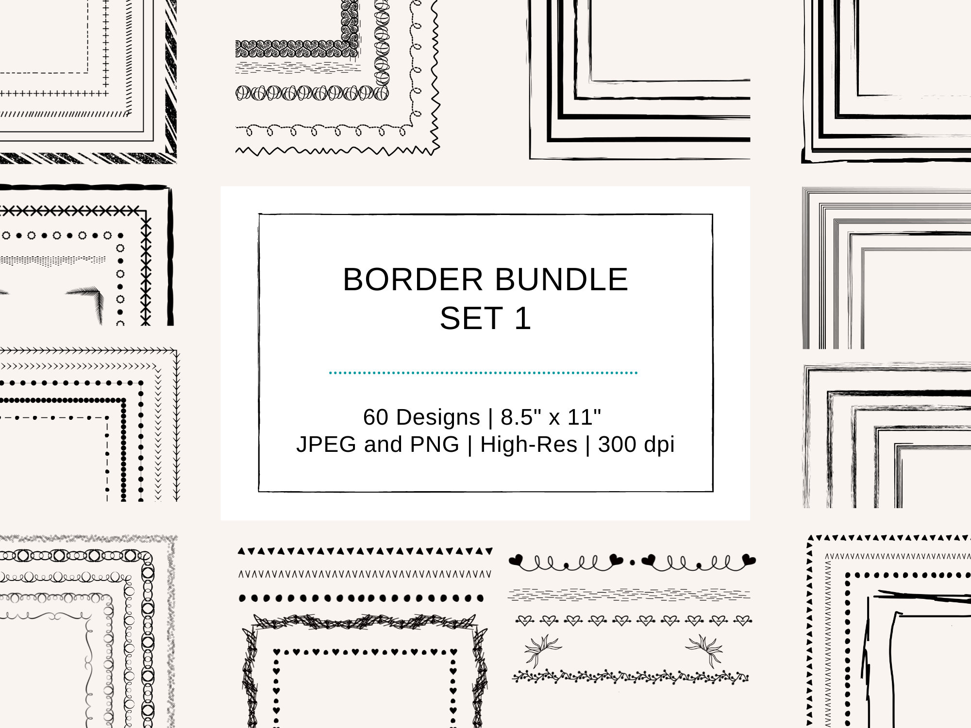Bundle Borders Clip Art Set 1, Clipart Doodle Borders, Border Frames ...