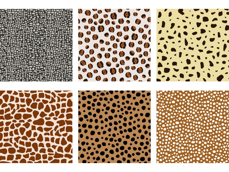 12 Animal Print Digital Paper Pack, Safari, Scrapbook, Leopard, Giraffe ...