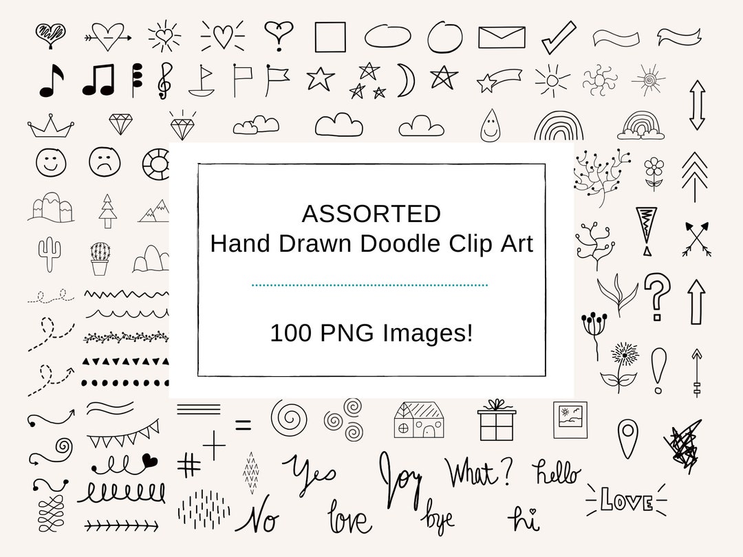 Hand Drawn Doodle Clip Art: 100 PNG Icons (digital Download) - Etsy
