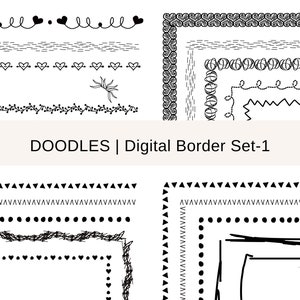 Bundle Borders Clip Art Set 1, Clipart Doodle Borders, Border Frames ...