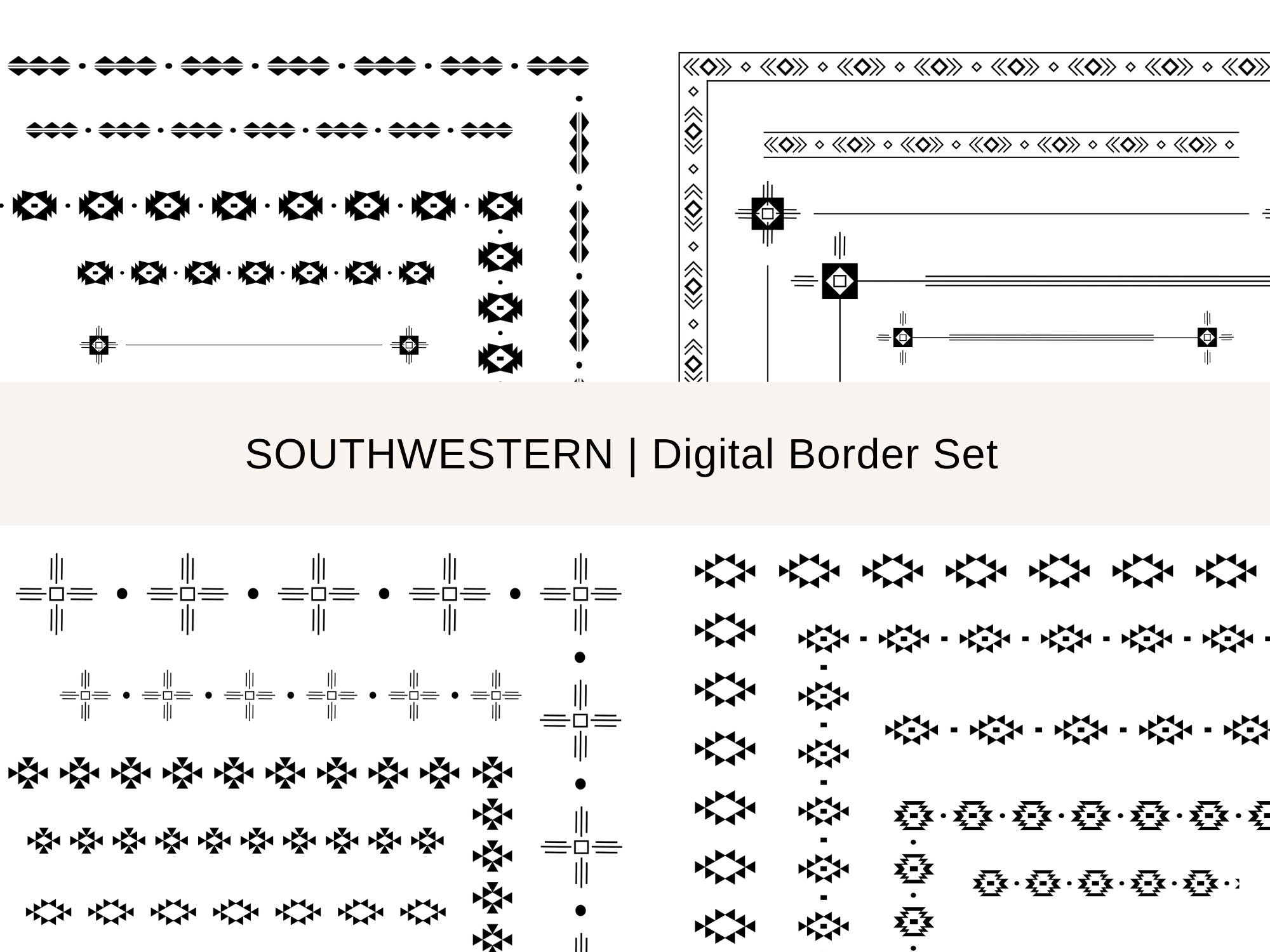 Bundle Borders Clip Art Set 2, Clipart Doodle Borders 2, Southwestern ...