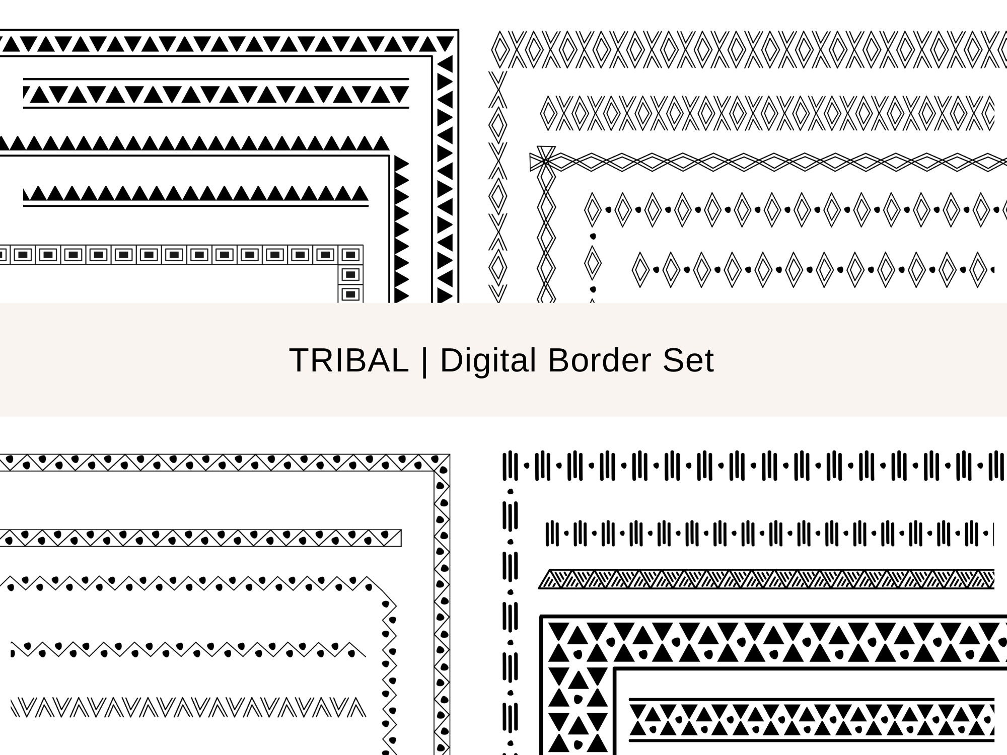 Bundle Borders Clip Art Set 2, Clipart Doodle Borders 2, Southwestern ...