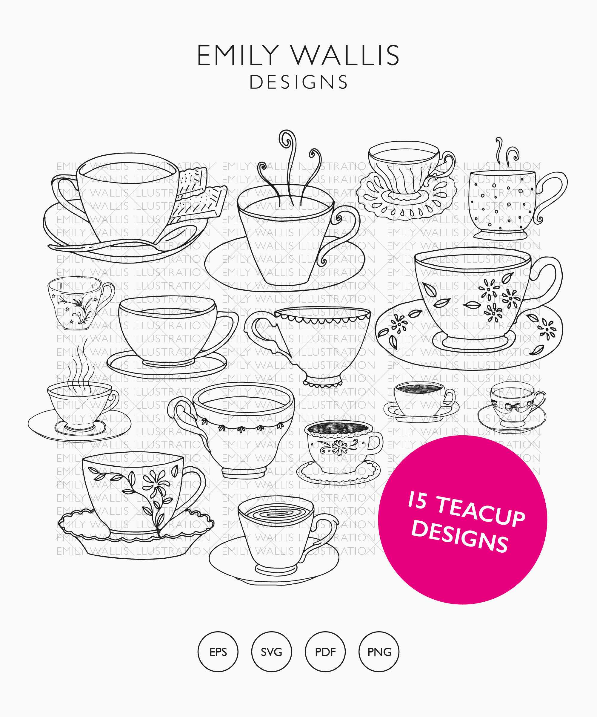 Tea Cups Drawing