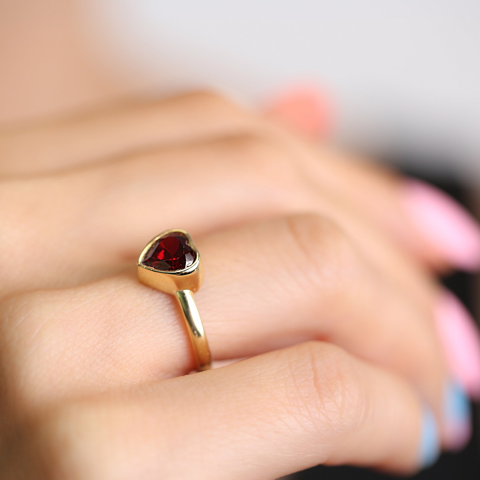 heart-shape-stone-cluster-ring-garnet-and-citrine-stone-heart-etsy