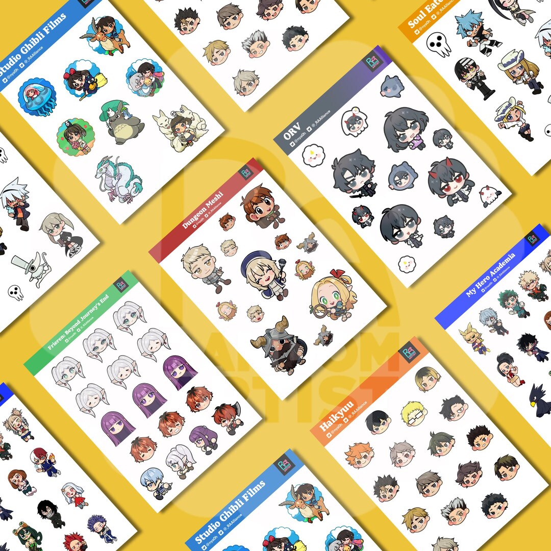 Anime Cute Sticker Sheets Dungeon Menshi Frieren My Hero Academia Soul ...