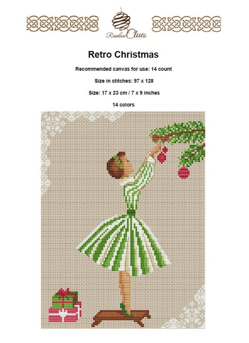 Retro Christmas Cross Stitch Pattern Printed | Vintage Holiday ...