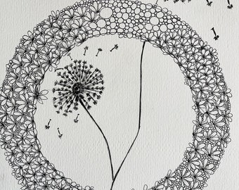 Drawing for Meditation Abstract Art Spiral of Life Original Graphic ...