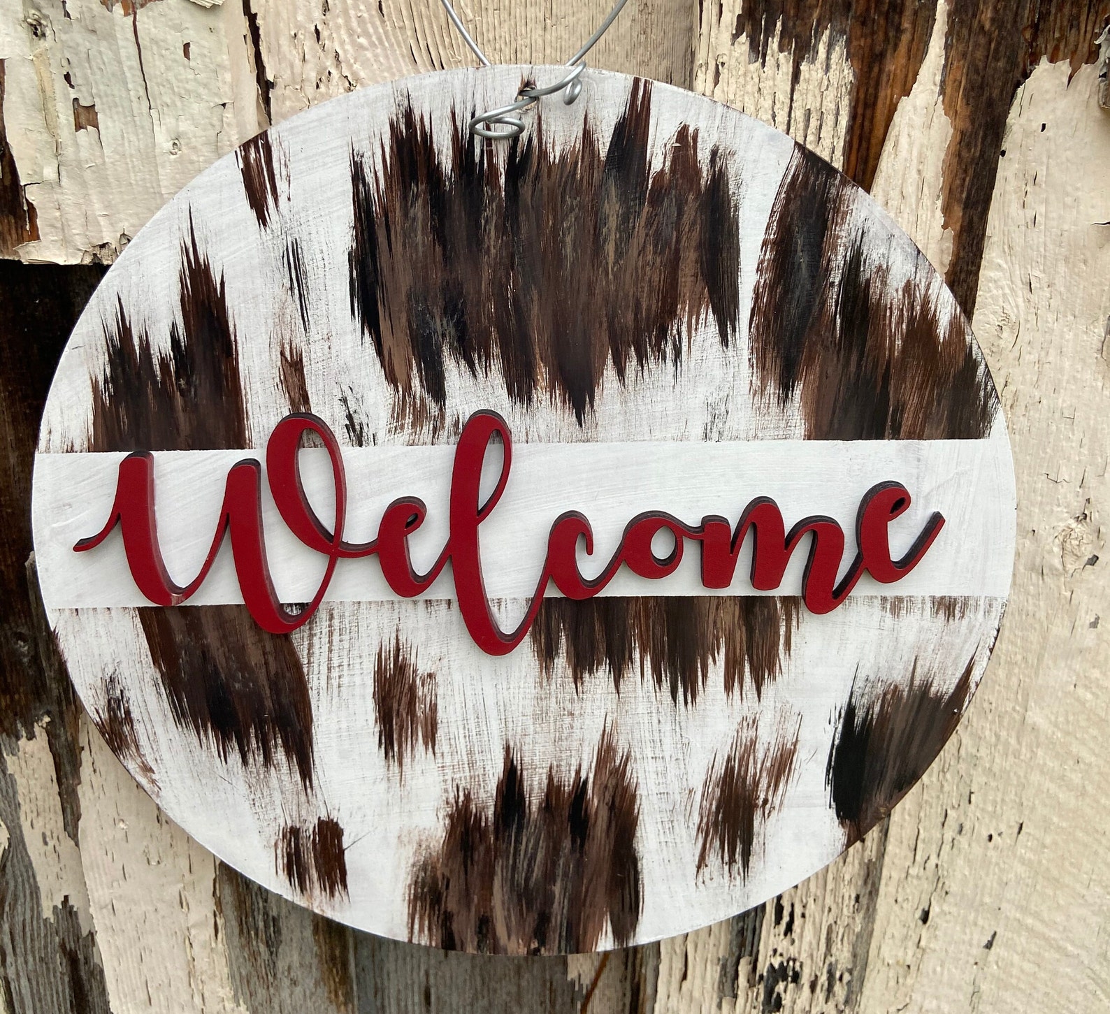 Cow Print Welcome - Etsy