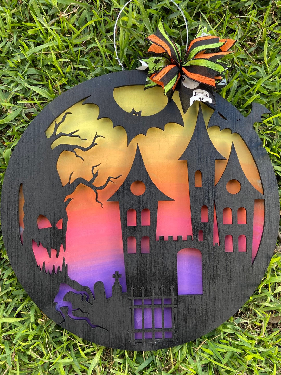 Halloween Door Hanger Haunted House Door Hanger Spooky Decor - Etsy