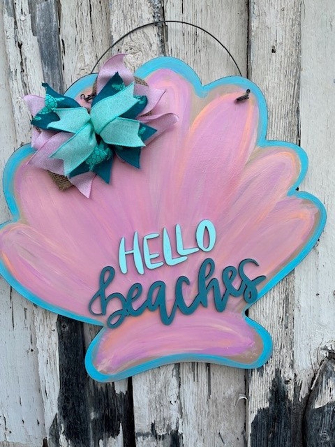 Seashell Door Hanger/ Beach Door Hanger/ Hello Beaches/ Summer Decor - Etsy