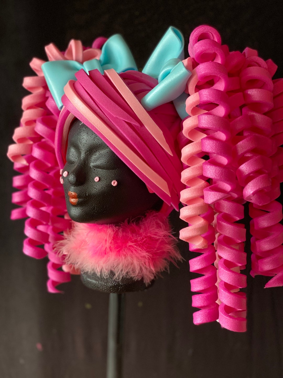 Foam Pruik / Foampruik 2-tails Roze ETSY101 - Etsy