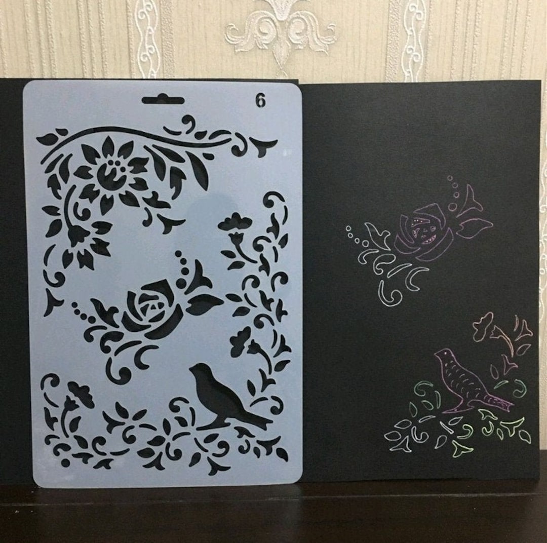 Bird Stencil - DIY Decor Stencil - Flower Template - Painting Stencil ...