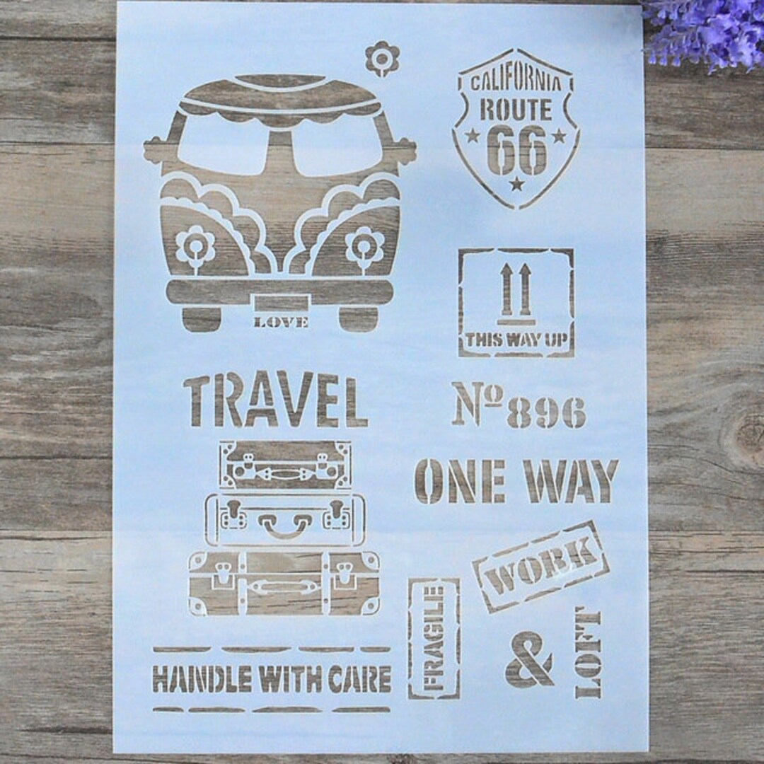 Travel Car Stencil Stencil, Girl Stencil, DIY Scrapbooking Wall Stencil ...
