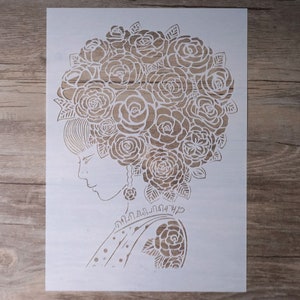 Lady Stencil, Stencil for Wall, Lady With Flower Template, Painting ...