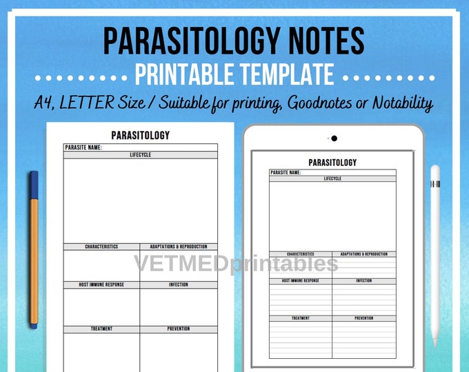 Parasitology Study Note Template for Veterinary, Medical & Science ...