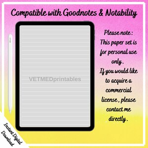 Pastel Paper White Lines SET A4, A5 & Letter Size Digital Paper Set ...