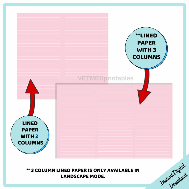 Pastel Paper White Lines SET A4, A5 & Letter Size Digital Paper Set ...