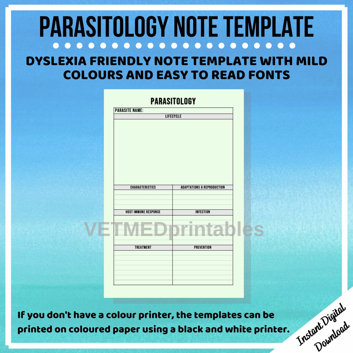 Parasitology Study Note Template for Veterinary, Medical & Science ...