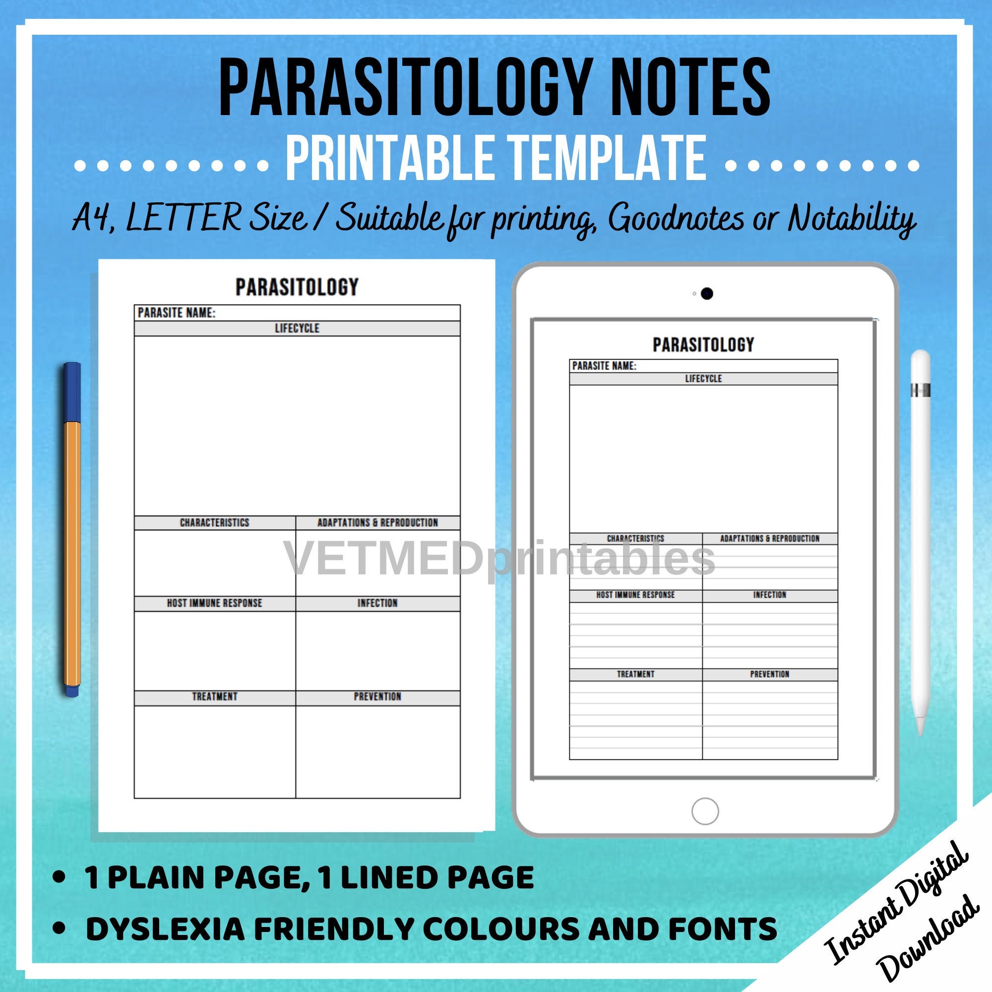 Parasitology Study Note Template for Veterinary, Medical & Science ...