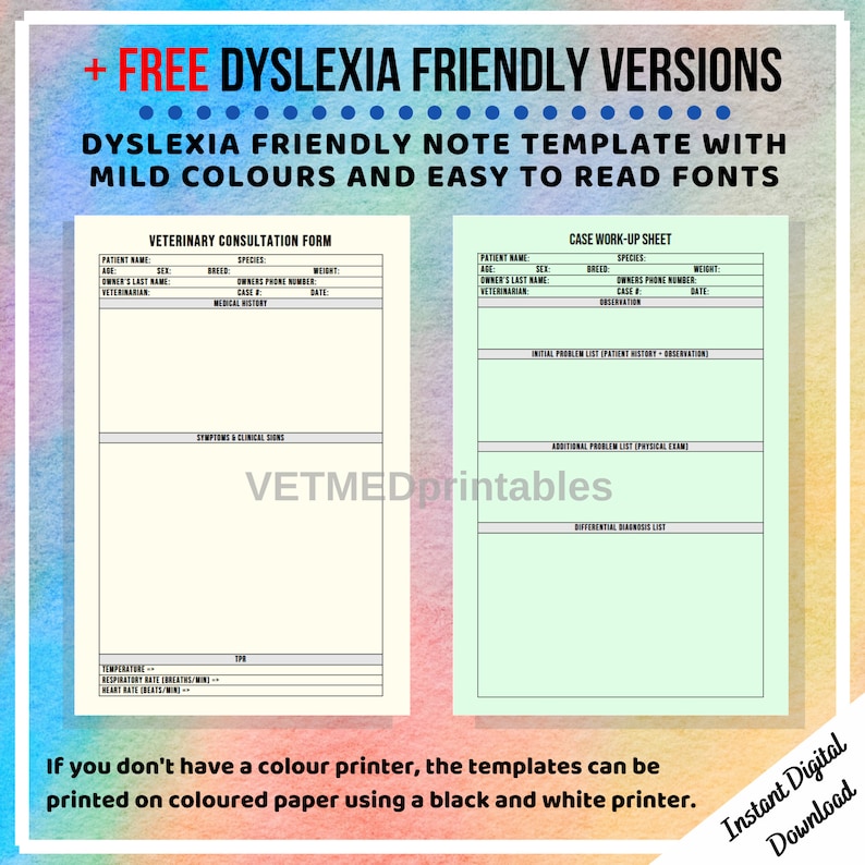 Veterinary Consultation Form & Case Work-up Sheets Vet Examination Note ...