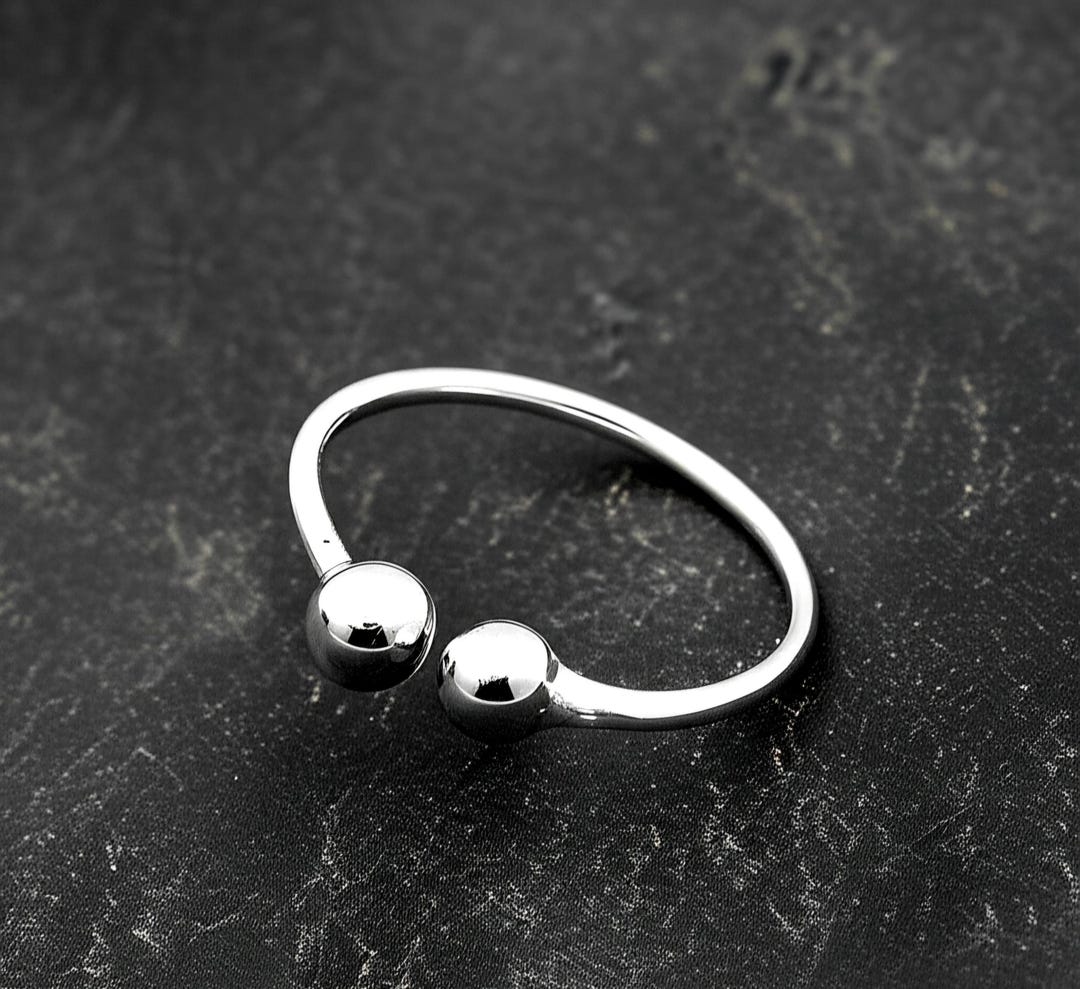 Sterling Silver Fidget Ring for Anxiety, Adjustable Open Cuff Ring With ...