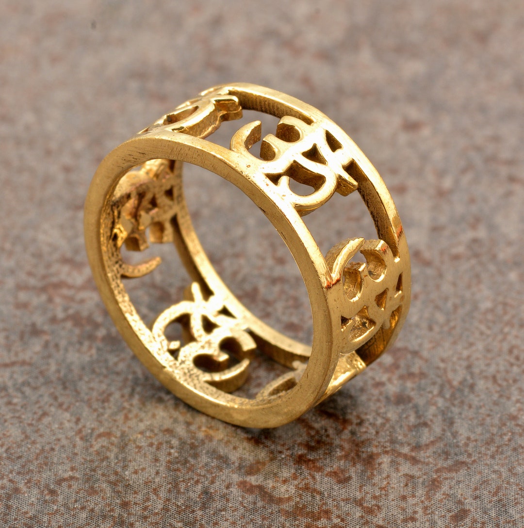 Om Symbol Brass Band Ring, Aum Meditation Ring, Yoga Jewelry, Spiritual ...