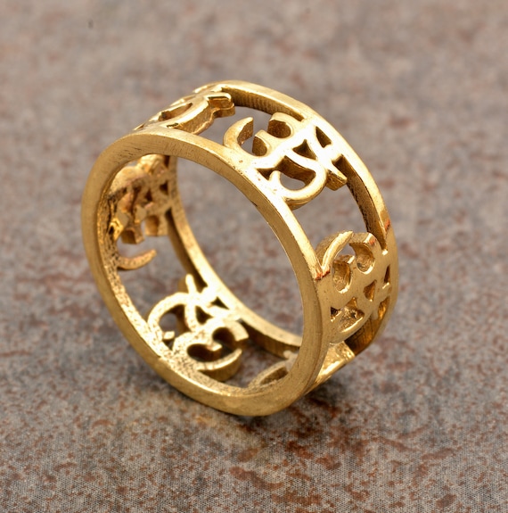 OM Design Ring Religious Ringohm Gold Filled Brass Ring - Etsy