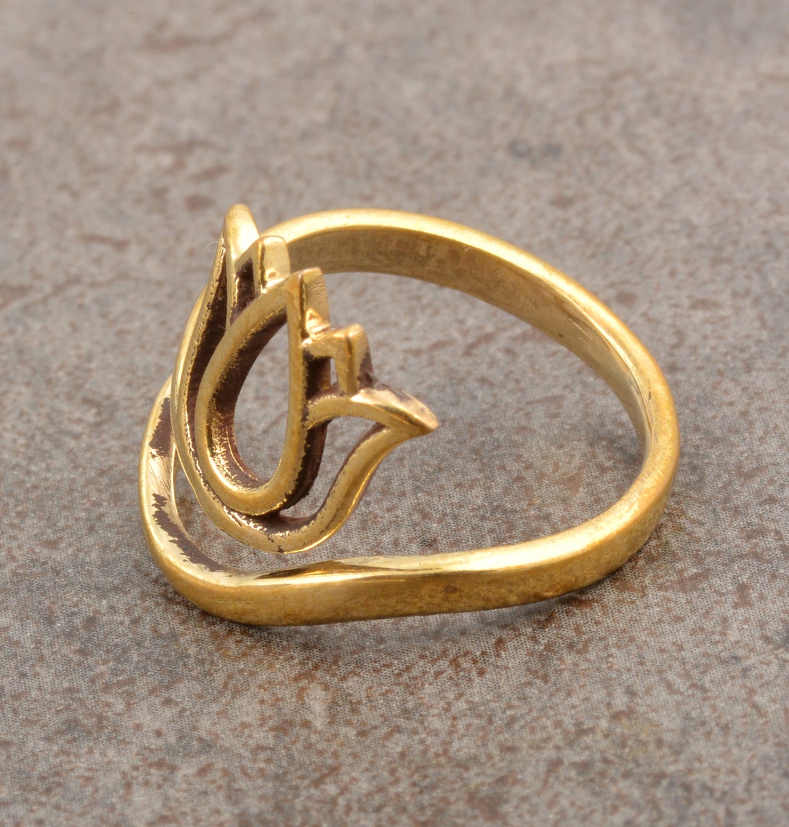 Adjustable Brass Lotus Flower Wrap Ring - Openwork Yoga Meditation ...