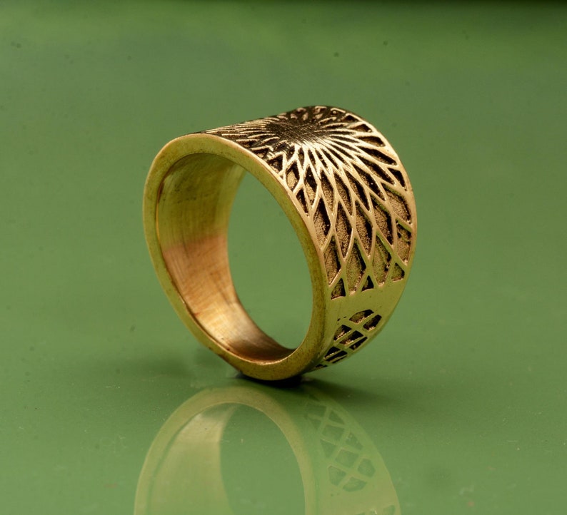 Sun Ring in Brass Full Sun Ring Metal Brass Ring Sun Rays | Etsy