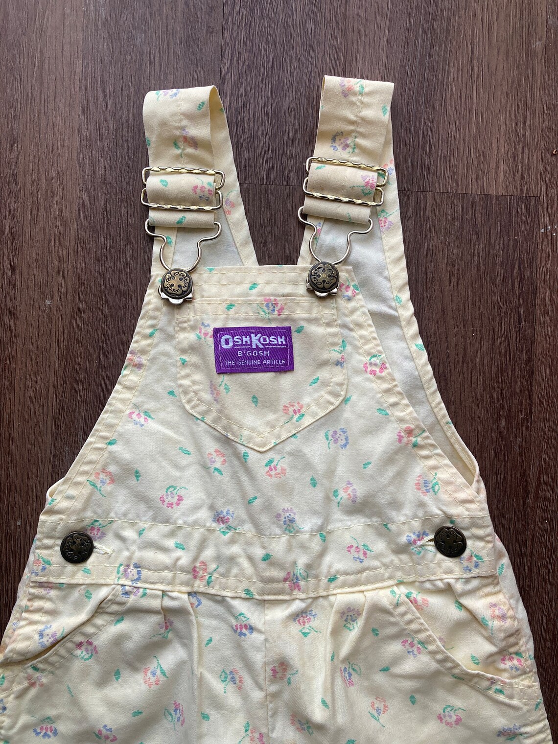 Vintage 18m. Pale Yellow Floral Osh Kosh Overalls; Yellow Osh Kosh ...