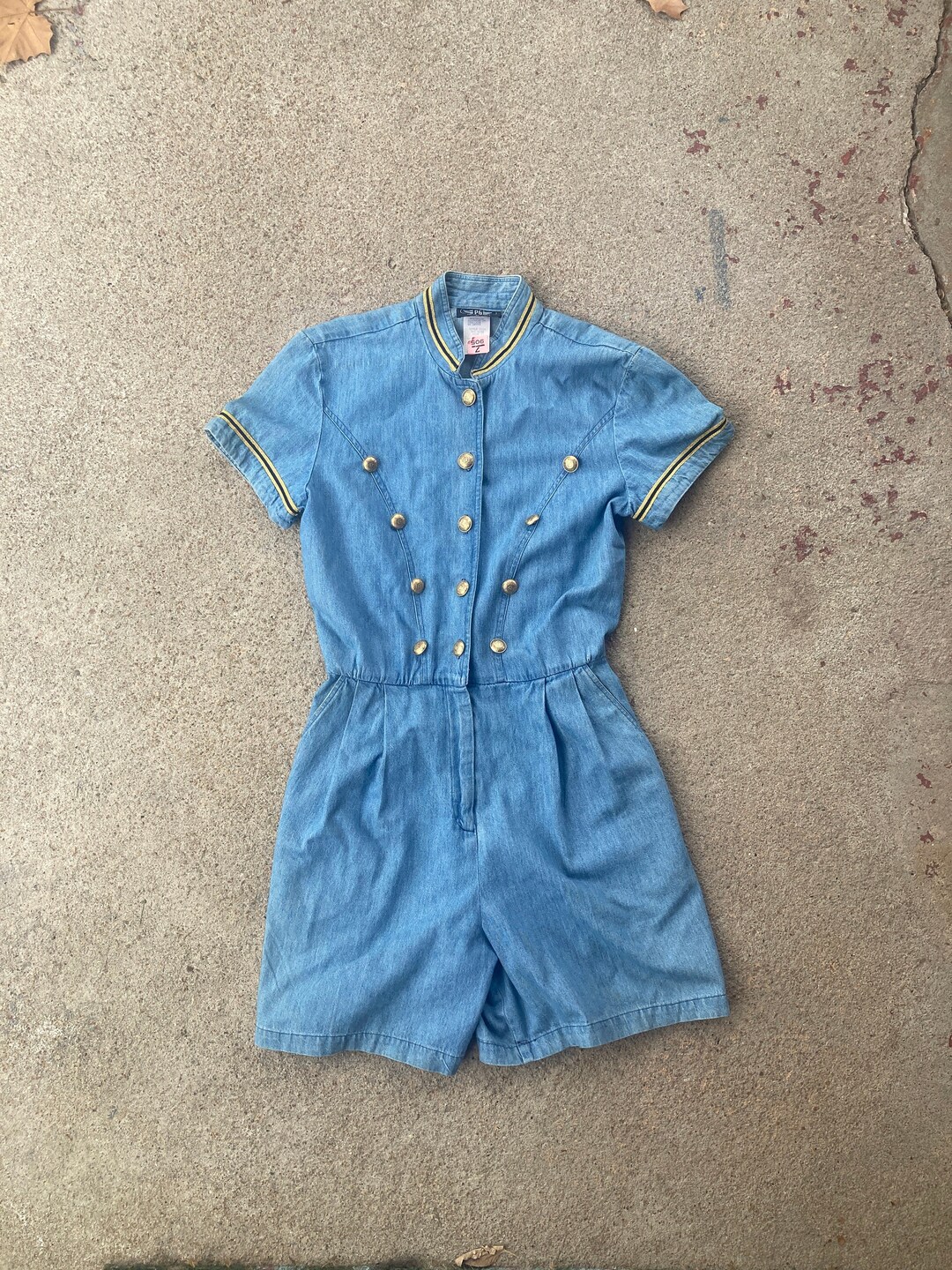 80s Denim Romper; PG Collections by Ginger Bort; Size 12 Romper; Jean ...