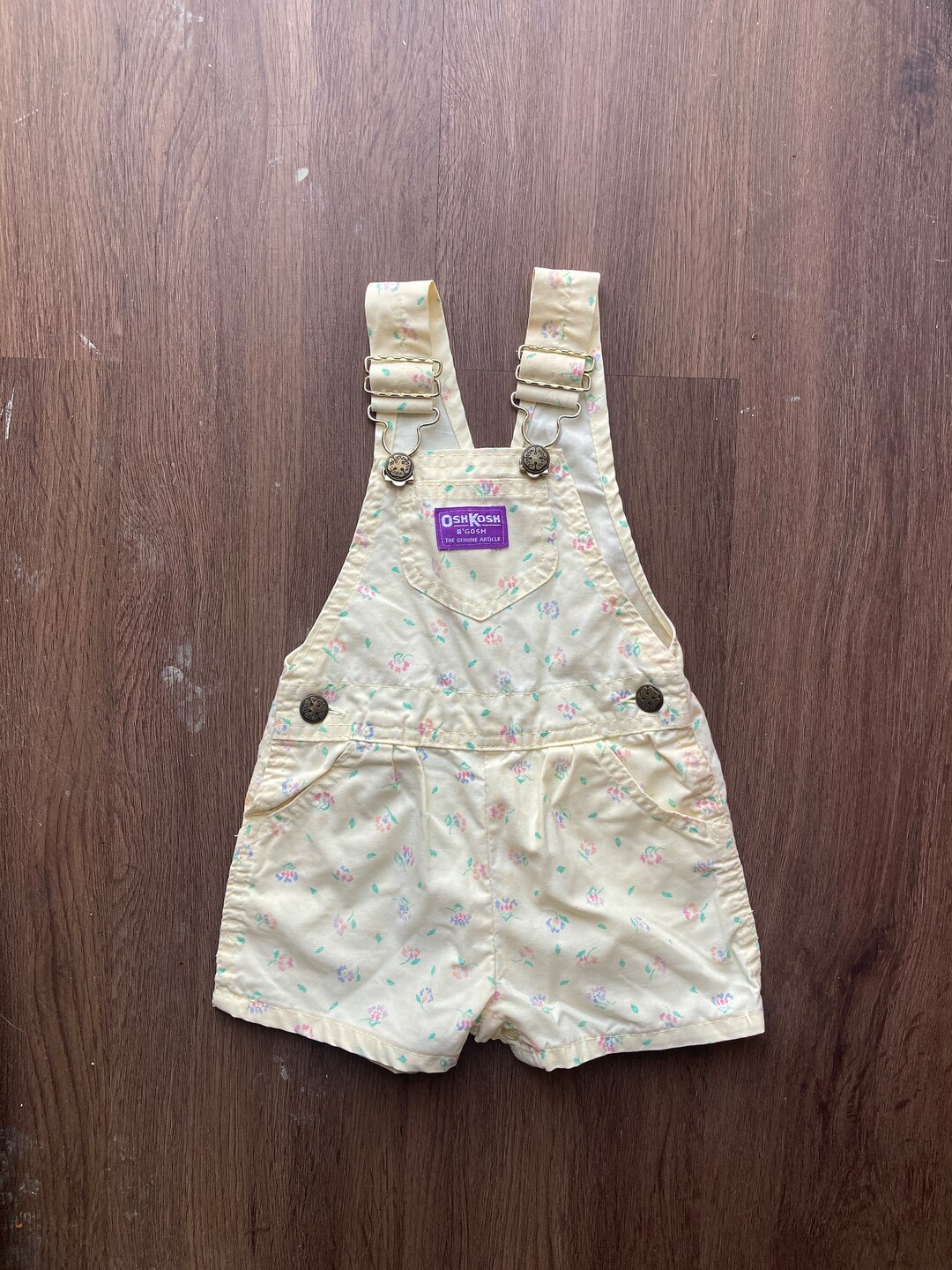 Vintage 18m. Pale Yellow Floral Osh Kosh Overalls; Yellow Osh Kosh ...