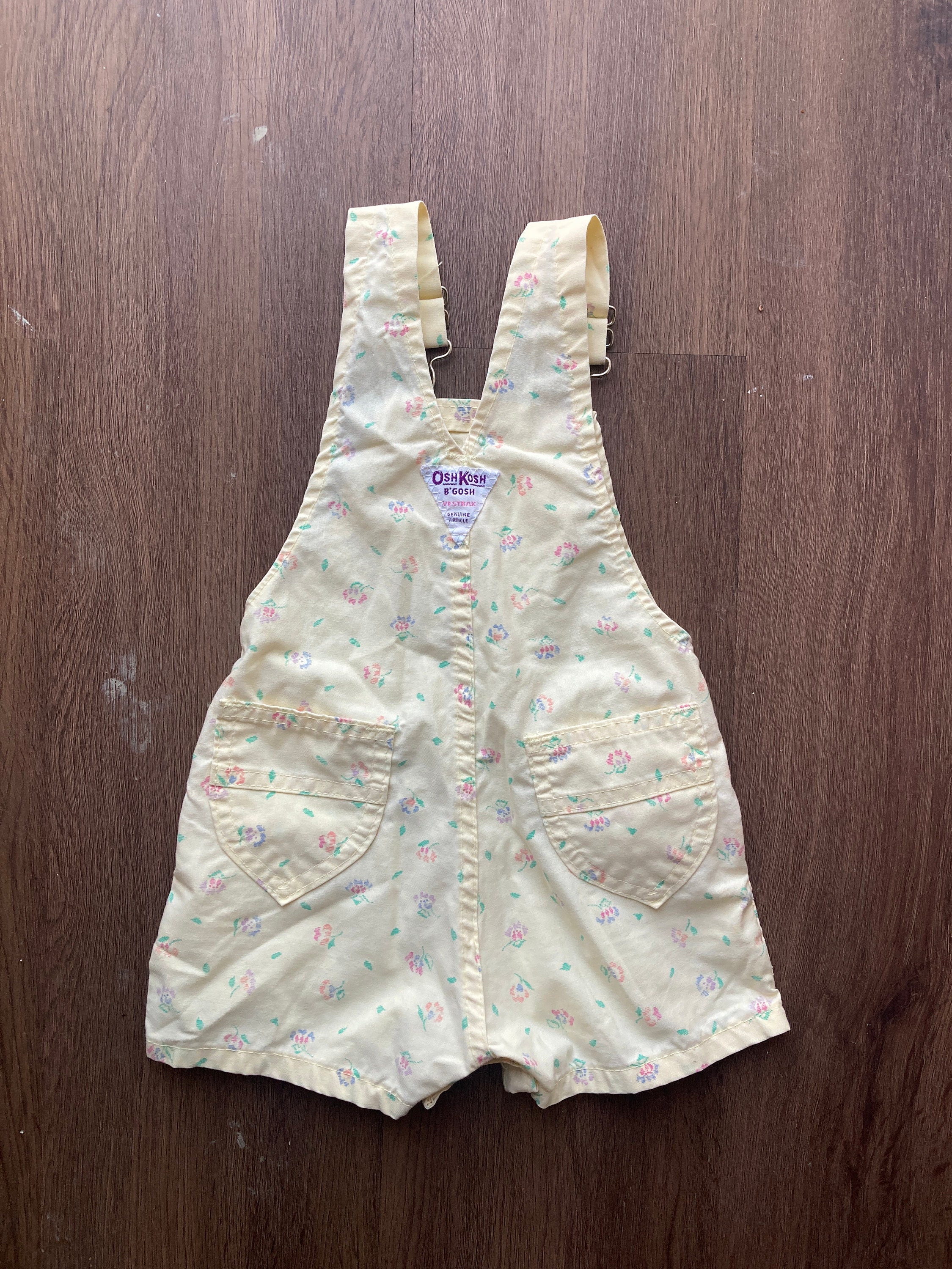 Vintage 18m. Pale Yellow Floral Osh Kosh Overalls; Yellow Osh Kosh ...