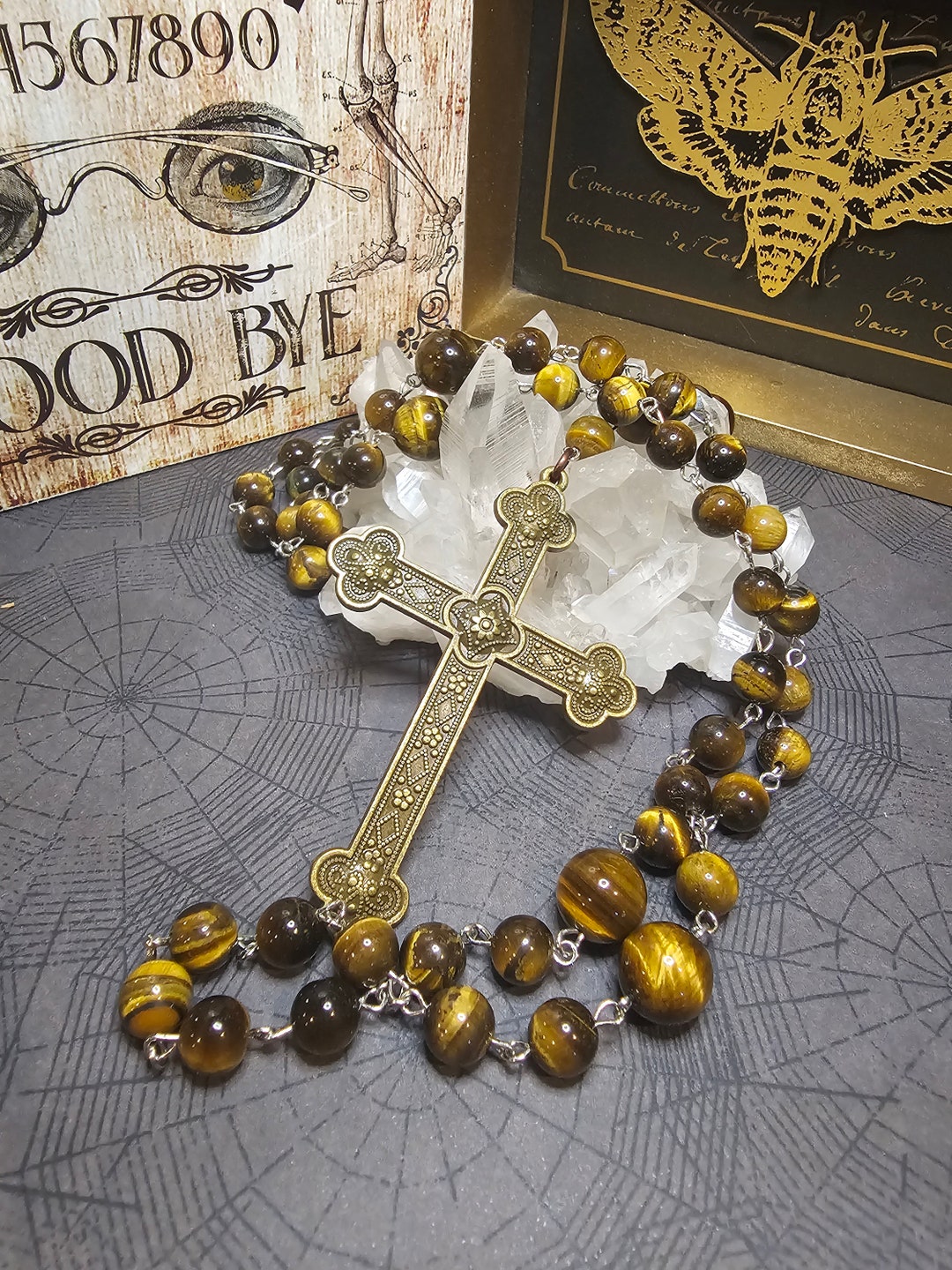 Satanic / Alternative Rosary in Tigerseye, Occult Witchy Jewelry ...