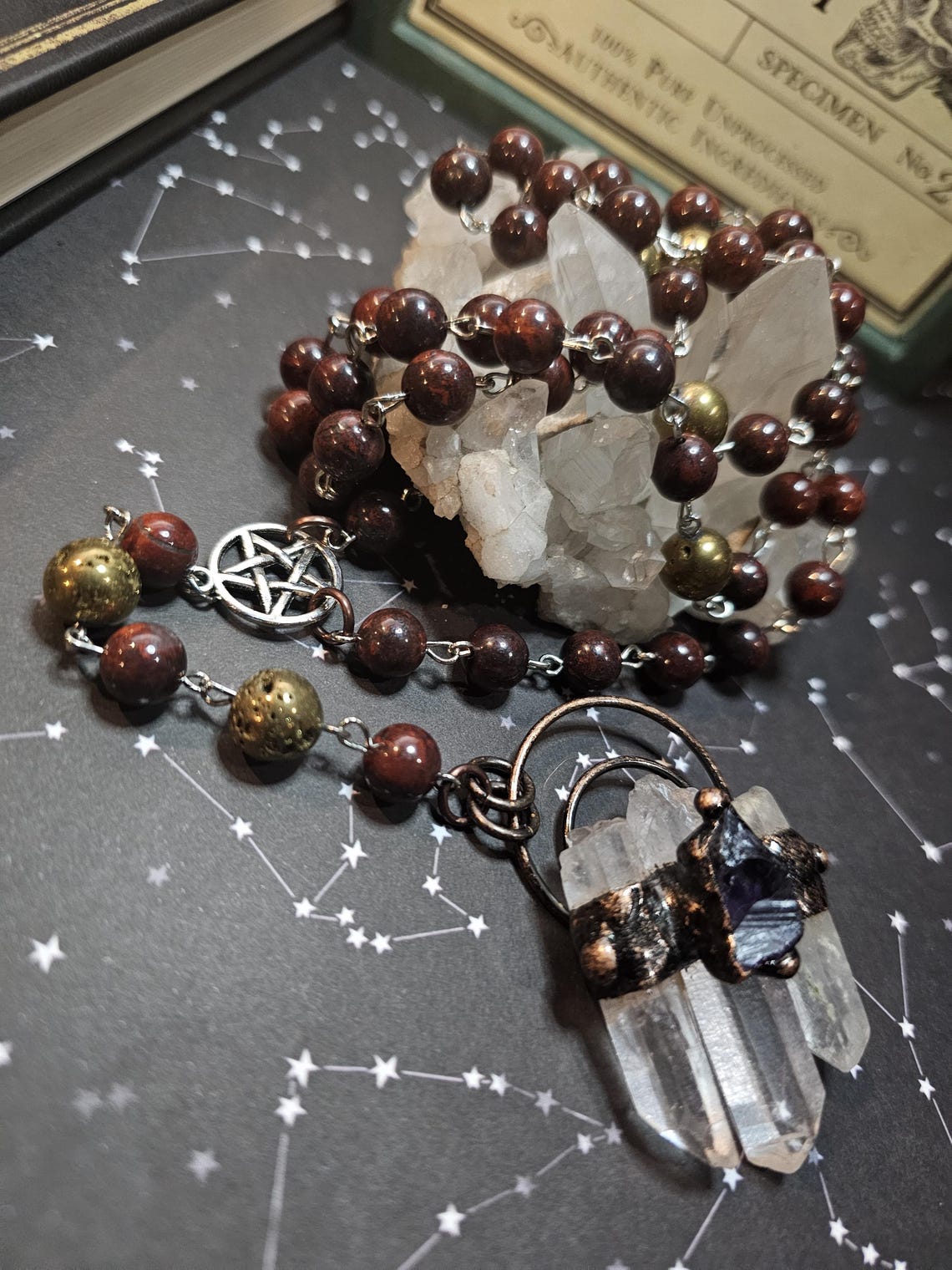 Satanic / Witchy Rosary With Crystals, Occult Witchy Jewelry ...