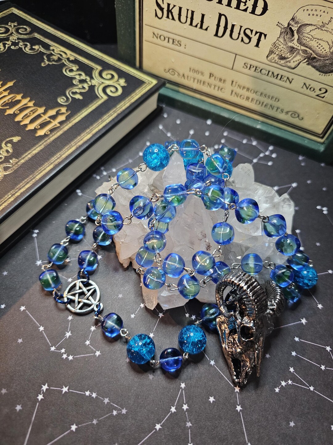 URANIUM GLASS Satanic / Witchy Rosary With Crystals, Occult Witchy ...