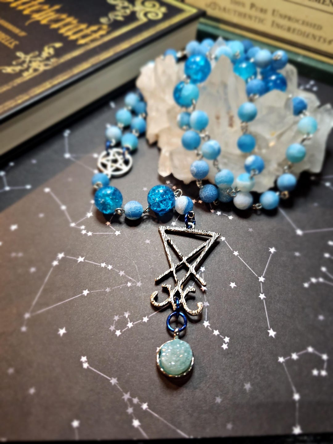 Satanic Rosary With Crystals, Occult Witchy Jewelry, Alternative Prayer ...