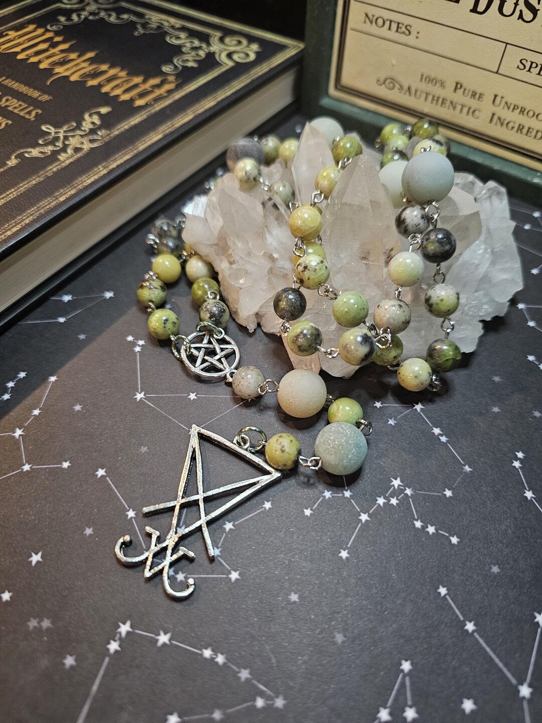 Satanic Rosary With Crystals, Occult Witchy Jewelry, Alternative Prayer ...